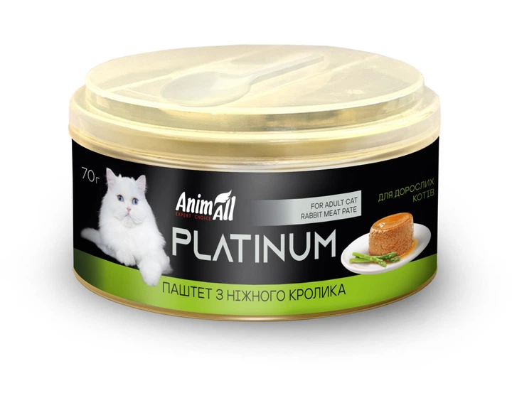Вологий корм для котів (АнімАлл) AnimAll Платінум ніжний паштет з кроля ...