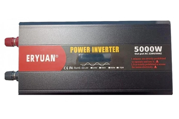 Инвертор для автомобильных аккумуляторов ERYUAN 12V 220V 5000W чистый синус Черный (21-14-16198 ...