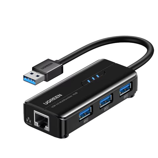Сетевой адаптер UGREEN USB 3.0 HUB with Gigabit Ethernet RJ45 1000 Мбит ...