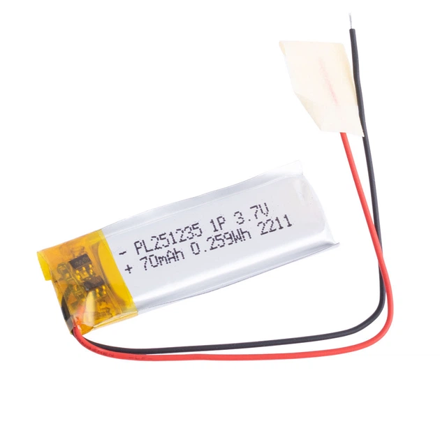 LiPo 70 mAh, 3,7V, 2,7x12,5x35,5мм LiPower аккумулятор литий-полимерный ...