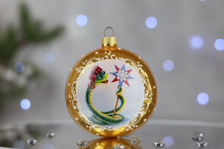 Новогодний шар на елку Santa Shop Символ года 2025 Змія з зіркою ...