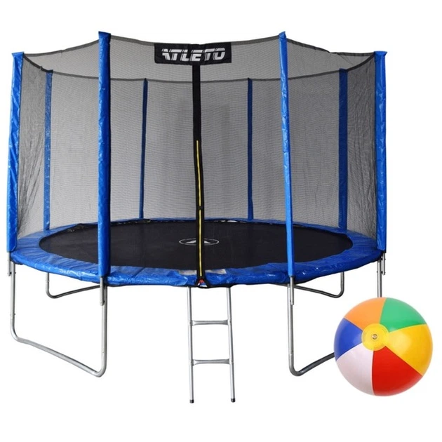 Батут дитячий з сіткою 374 см Atleto синій + в подарунок м'ячик – фото, отзывы, характеристики в ...