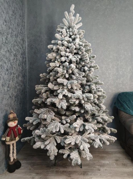 Штучна новорічна ялинка засніжена натуральною бавовною лита Ковалівська