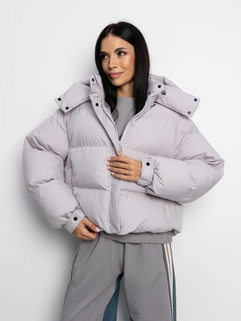 Пуховик зимовий короткий жіночий Alisa Line Agata M Світло-сірий ...