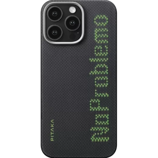 Карбоновый светящийся чехол Pitaka x Aries Tactile Woven Case NoProblemo для iPhone 16 Pro ...