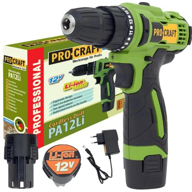 Шуруповерт аккумуляторный ProCraft PA12Li Compact (2 АКБ + ЗУ) – фото, отзывы, характеристики в ...