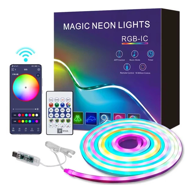 Светодиодная лента RIAS Neon Magic RGB Неон Разноцветный USB Bluetooth ...