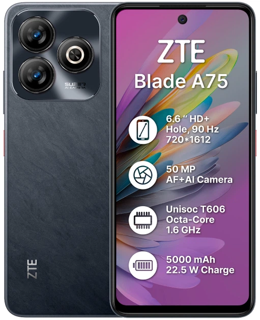 Мобильный телефон ZTE Blade A75 4/128GB Black (UA) – фото, отзывы ...