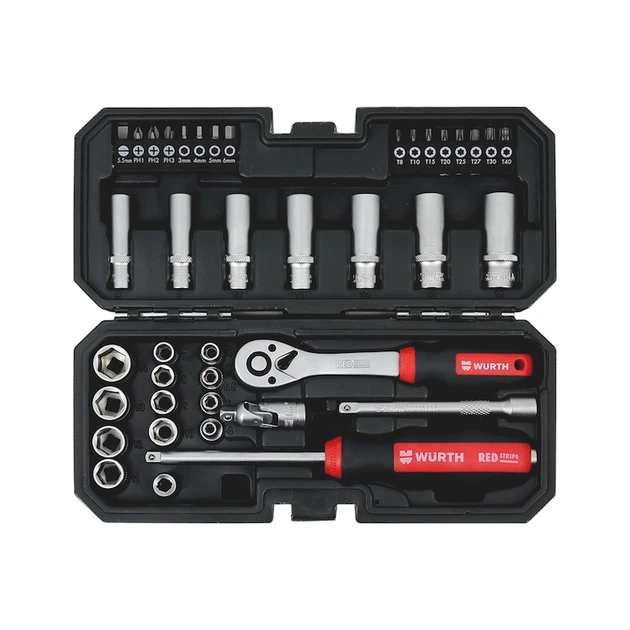 Набір інструментів з тріскачкою WURTH RED STRIPE 1/4IN 40 шт. в кейсі ...