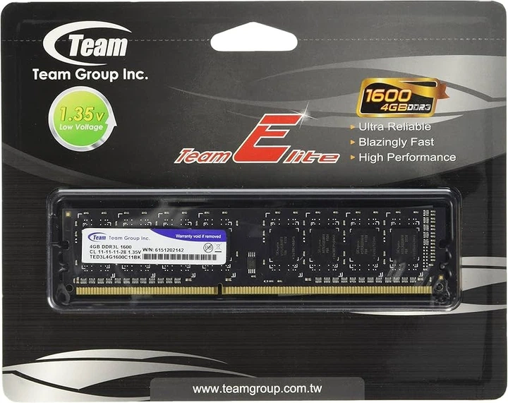 Оперативная память Team Elite DDR3 4GB/1600 (TED3L4G1600C1101) – фото, отзывы, характеристики в ...