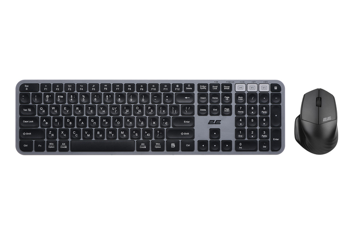 Набор клавиатура мышка беспроводные 2E MK440 WL/BT EN/UKR серо-черный ...