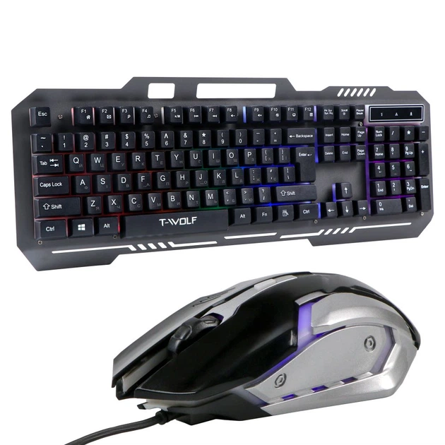 Мембранний ігровий комплект TWolf TF600 включає клавіатуру і мишу з RGB ...