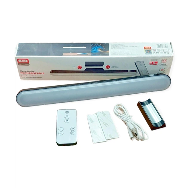 Лампа XO-YH08B LED LIGHT RECHARGEABLE black 2.5W 1200 mAh магнітна з пультом керування 32х3.5 см ...