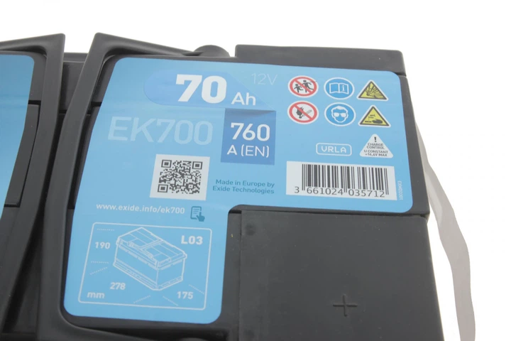 Автомобільний акумулятор Exide AGM 6СТ-70 (EK700) 70 А·год (-/+) Euro ...