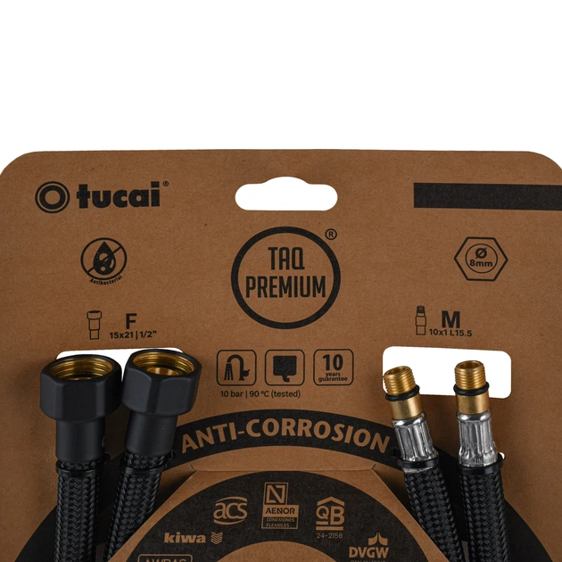 Шланг для змішувача Tucai TAQ Premium Grif М10x1/2″ 0,5м. Антикор. AСB ...