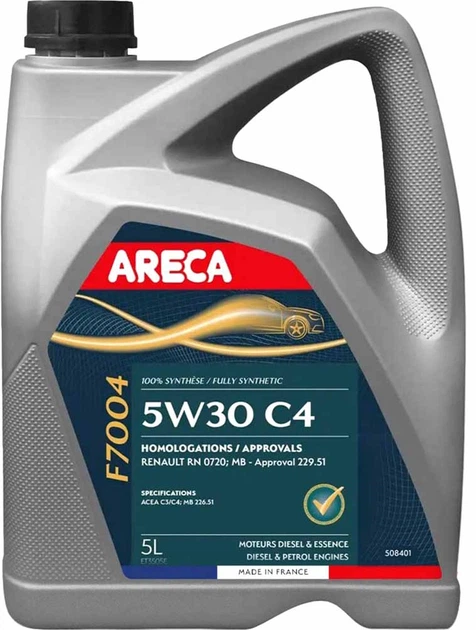 Моторна олива ARECA F7004 5W-30 C4 5 л (50840) – фото, відгуки, характеристики в інтернет ...