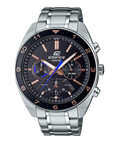 Чоловічий наручний годинник CASIO EFV-590D-1A в сріблястому виконанні з чорним циферблатом ...