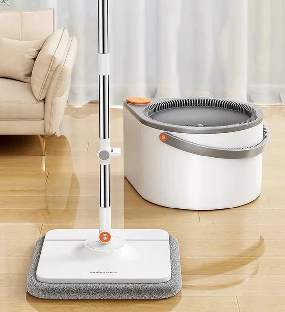 Набір швабра та відро з віджимом Joybos Spin Mop S01 square mop, 2 мопи ...
