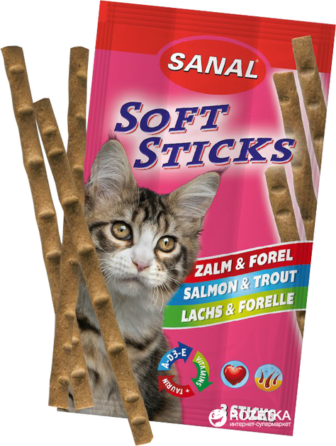 Лакомство для кошек Sanal Cat Soft Sticks Salmon-Trout 3 шт ...