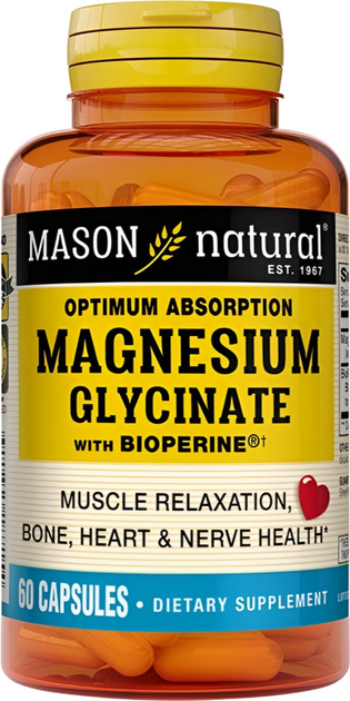 Глицинат магния Mason Natural Magnesium Glycinate 240 мг 60 капсул ...