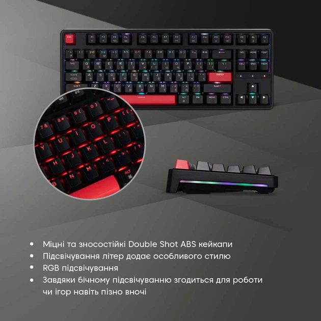 Клавіатура дротова Keychron C3 Pro K Pro Red QMK RGB Eng/Ukr USB Black ...