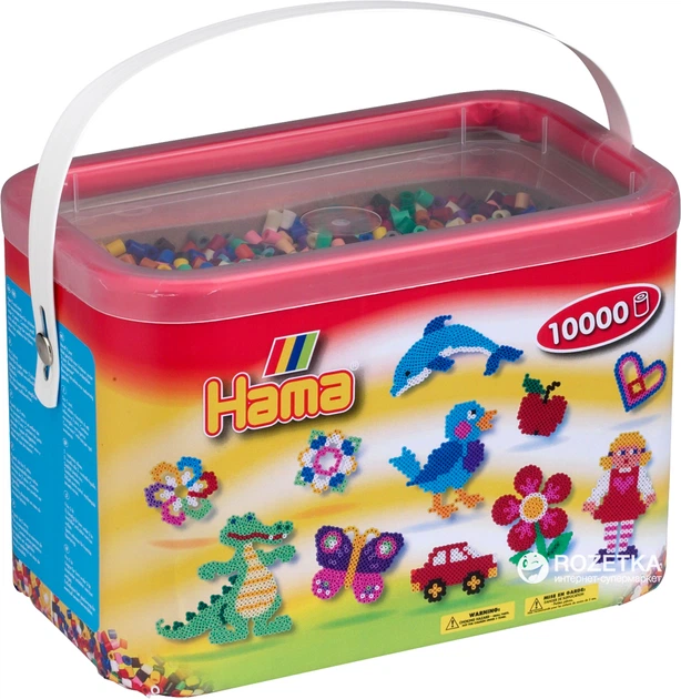 Набір кольорових намистин Hama Midi 5+ 22 кольори 10000 шт (202-67 ...