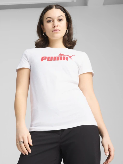 Футболка бавовняна жіноча Puma Ess No. 1 Logo Tee (S) 68237152 2XL White-Peach Frost ...