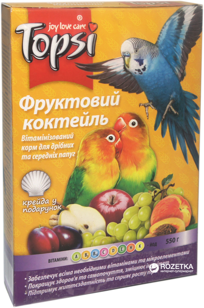 Корм для мелких и средних попугаев Topsi Фруктовый коктейль 550 г ...