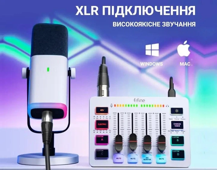 Мікшерний пульт FIFINE Sound Card SC3W (ігровий / стрімінговий) Gaming ...