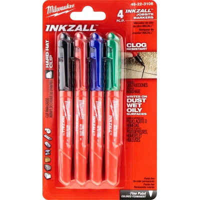 Набор маркеров Milwaukee INKZALL ультра-тонкий, синий, красный, зеленый ...