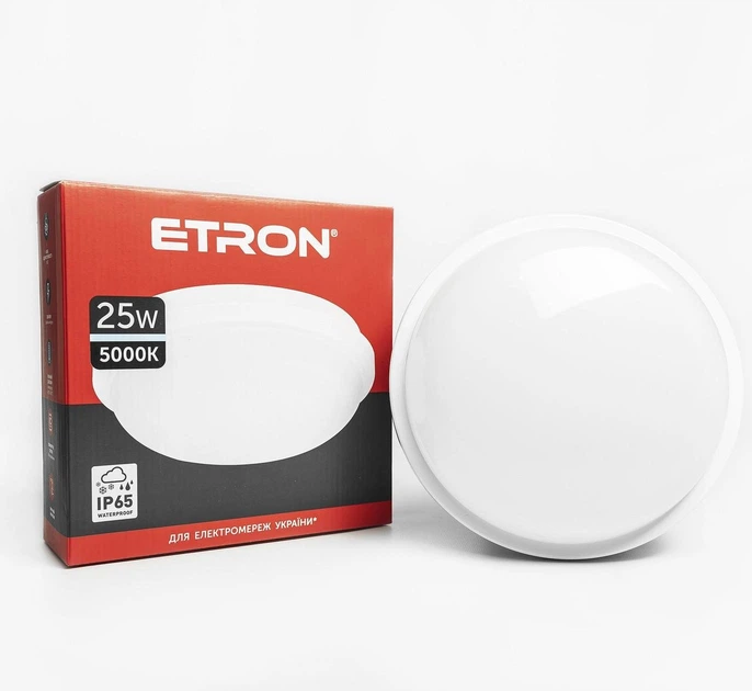Вологозахищений LED світильник 25W IP65 5000К ETRON Communal накладний ...