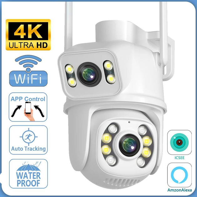 Уличная 4K Wi-Fi камера с искусственным интеллектом, 8MP APP Control ...
