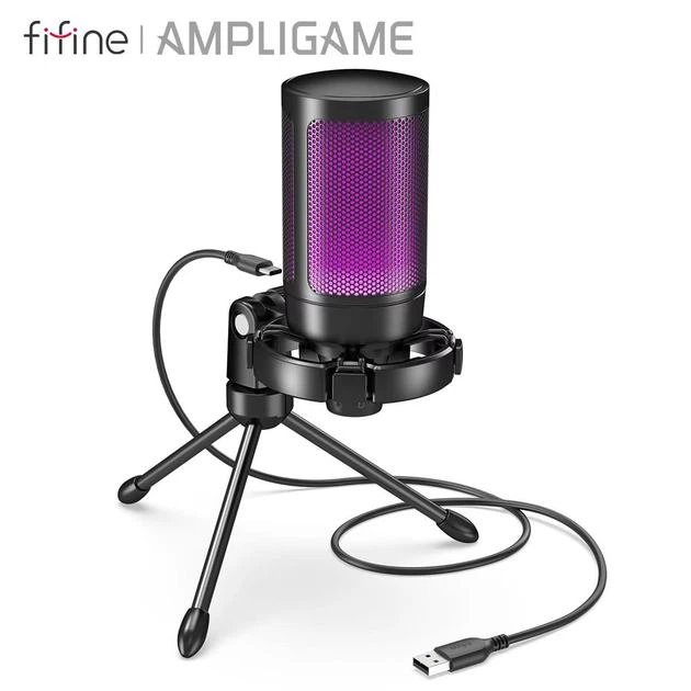Микрофон для блогеров FIFINE AmpliGame A2 игровой стриминговый с RGB ...