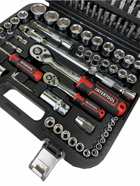 Автомобільний набір інструментів Intertool 110 предметів набір ключів для дому автонабір з ...