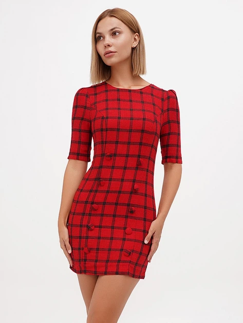 Платье короткое осеннее женское Sassofono A271-SF-1382 38 Красное (9901401218647) – Брендовая ...
