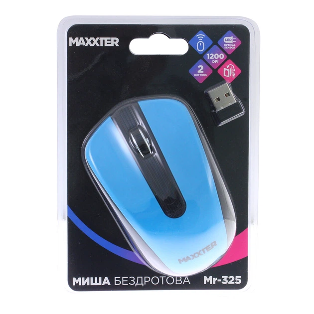 Миша бездротова Maxxter Mr-325-B blue – фото, отзывы, характеристики в интернет-магазине ROZETKA ...
