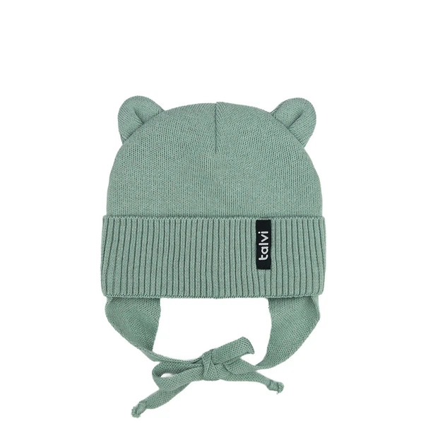 Демисезонная двухслойная шапка с ушками на завязках объем головы 40 42 см 2 4 месяца Talvi