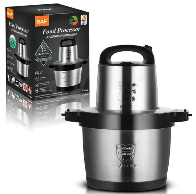 Універсальний подрібнювач кухонний чоппер RAF R 7008 з металевою чашею 6 л 1000 Вт – фото ...