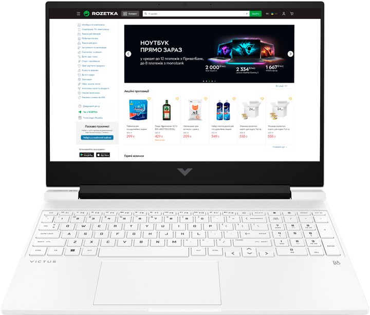 Ноутбук HP Victus Gaming Laptop 15-fa1023ua (B83A0EA) Ceramic White ...