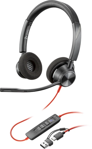 Навушники Poly BlackWire C3320 M USB-С + USB-C/A Adapter HS Stereo ...
