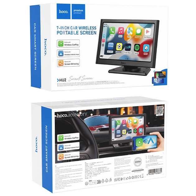 Автомобільний бездротовий портативний сенсорний екран HOCO HU2 (CarPlay ...