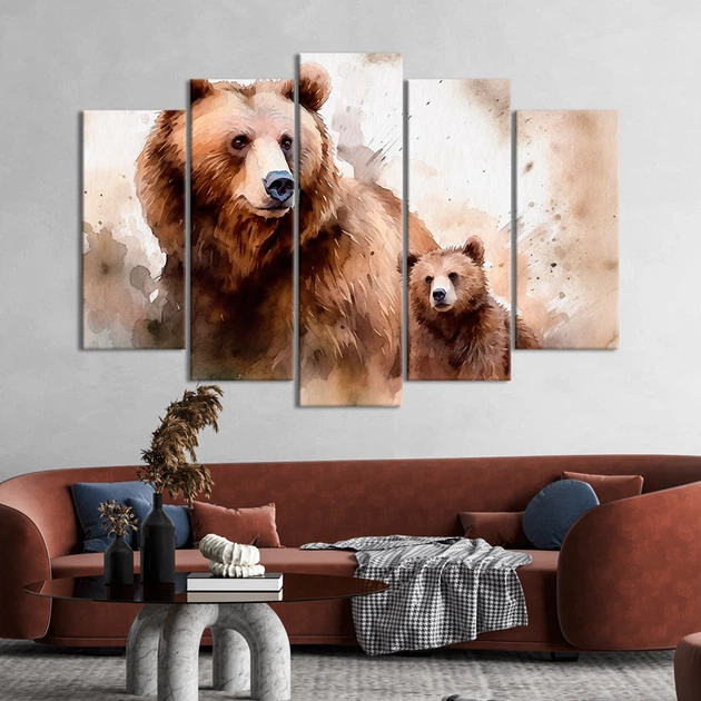 Картина на полотні Велика бура ведмедиця з дитинчам 137x85 см (V312-5_L) – фото, відгуки ...