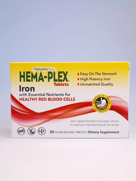 Вітаміни та мінерали хелатне залізо Natures Plus Hema-Plex Iron 30Tabs ...