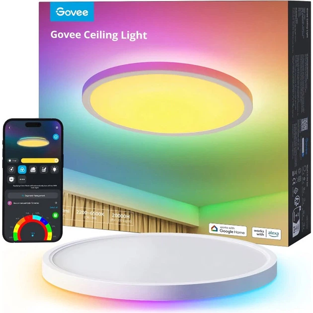 Потолочный светильник Govee 30cm RGBWW + RGBIC Smart Ceiling Light ...