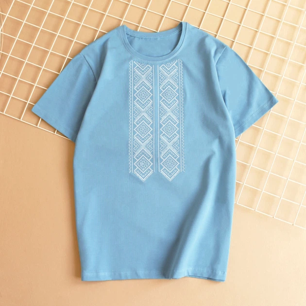 Чоловіча футболка з вишивкою Ladan Іній 46 Блакитний (DJ3-INIY-NEBESNY ...