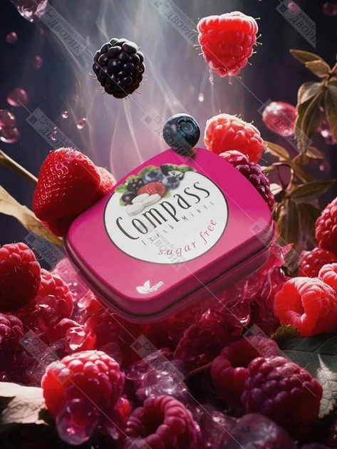 Льодяники освіжаючі без цукру зі стевією Compass зі смаком лісових ягід ...