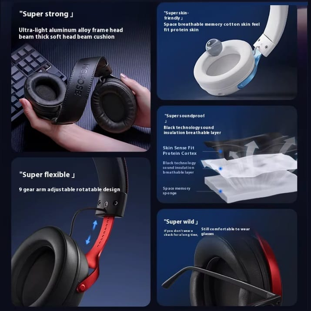 Наушники Mchose V9 Pro беспроводные bluetooth и 2.4G для ПК, PS, Switch, телефона - Чёрный ...