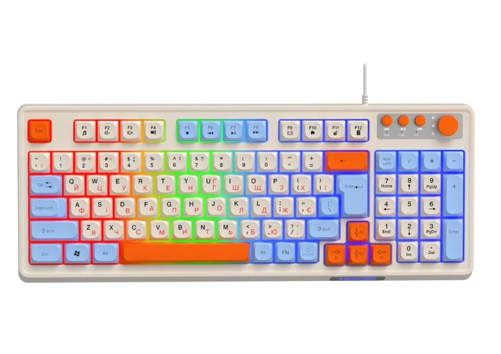 Клавіатура Maxxter KBG-3C01-UA, White, USB, 98 кнопок, LED ...