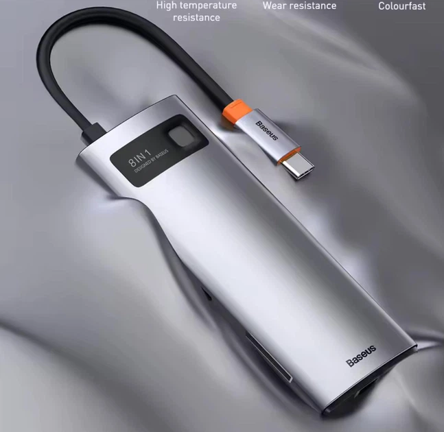 Перехідник Адаптер Хаб Baseus OH102 8 в 1 HDMI 4K 60Hz RJ45 1000Mb ...