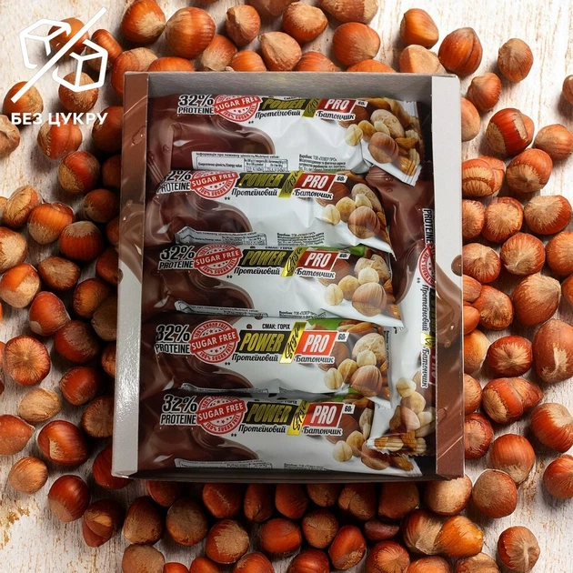 Батончик Power Pro Protein Bar 32% with Nut Sugar Free, 20*60 грам ...